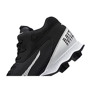 Mizuno Men's Wave Lightrevo MID Baseball Shoe, Black-White, 10.5