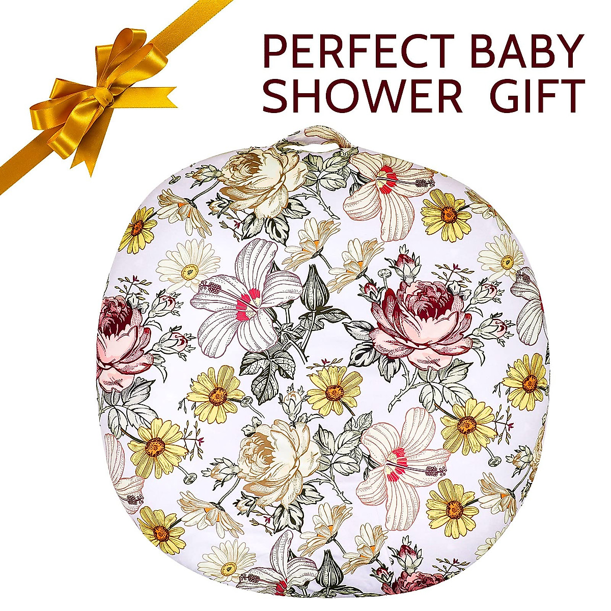 Newborn Lounger Cover for Boys Girls, Removable Cover for Infant Lounger Pillow, Soft Snug Fitted Baby Lounger Slipcover,Floral