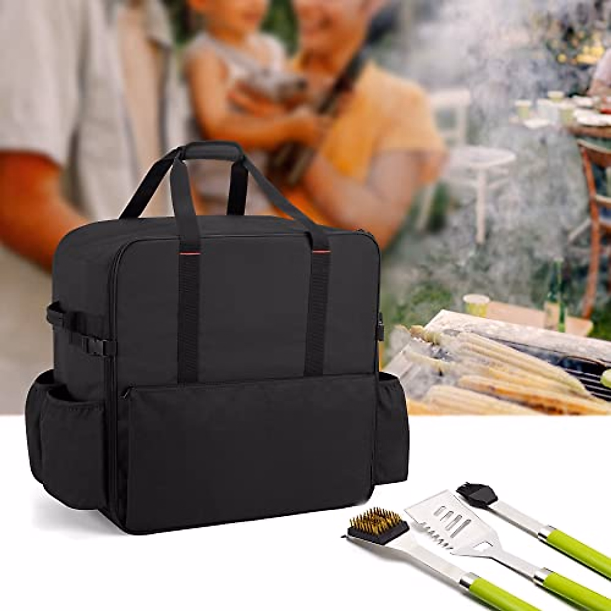 SAMDEW 17 Inch Tabletop Griddle Carry Bag, Outdoor Griddle Cover Compatible with 17 Inch Tabletop Griddle with Hood, Portable Griddle Storage Case for Tabletop Griddle 17-Inch with Hood, Bag Only