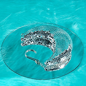 Valentines-Day Gift Disco Ball Moon-Shaped - Disco Balls Decor for Party,Room,Home,Bar,Hanging Disco Decor Retro-Reflective Disco Ball Lights Funky Home Decor(8 inch)