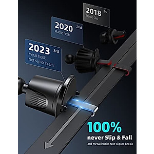 Lamicall 2023 Wider Clamp & Metal Hook Phone Mount for Car Vent [Thick Cases Friendly] Car Phone Holder Hands Free Cradle Air Vent for iPhone Smartphone