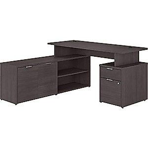 Bush Business Furniture Jamestown L Shaped Desk with Drawers, 60W, Storm Gray