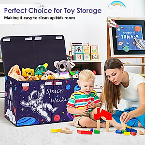 Toy Box Chest with Flip-Top Lid for Kids, Large Collapsible Oxford Toy Storage Box with Handles for Boys Girls, Waterproof Sturdy Dustproof Toy Box for Bedroom Playroom, 25.5×11.8×15.7 Inch