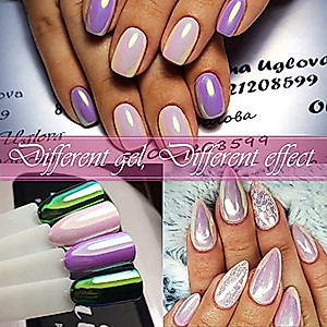 PrettyDiva Mermaid Chrome Nail Powder - Aurora Nail Powders Iridescent Pigment Pearl Mica Powder for Nail Art, White Irridescent Chrome Powder Pigment for Nails Chameleon Powder Glitter Dust