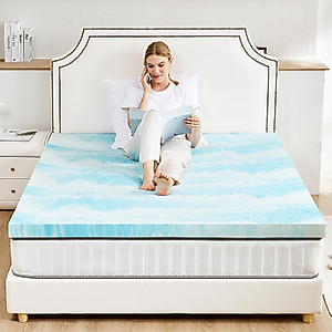 Mattress Topper Full - 3 Inch Memory Foam Cooling Gel Swirl Infused Bed Topper for Back Pain, CertiPUR-US Certified