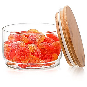 Coloch 4 Tier Stacking Glass Jars with Airtight Bamboo Lid, 12oz Clear Food Storage Canister Set Decorative Glass Jars for Candies, Nuts, Condiments, Tea, Tiny Crafts, Kitchen, Living Room