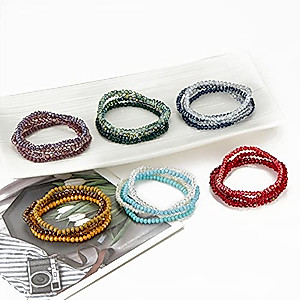 Noessla Beaded Boho Stretch Bracelet Colorful Stackable Crystal Beads Bracelets Trendy Costume Jewelry Mothers Day Gifts for Women (Green)