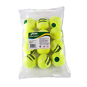 Penn Control Plus Tennis Balls - Youth Felt Green Dot Tennis Balls for Beginners - 12 Ball Polybag