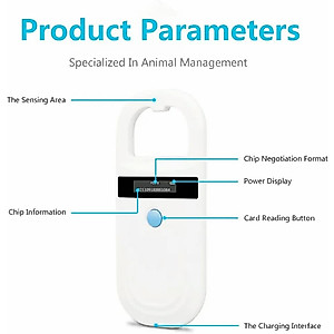 Animal Chip ID Scanner Dog Microchip Reader with OLED Display Screen Supports FDX-B（ISO11784/11785） and EMID Microchips