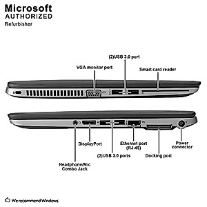 HP EliteBook 840 G2 Business Notebook with 14 Inch HD Display, Intel Core i7 CPU, 8GB RAM, 256GB SSD, Windows 10 (Renewed)