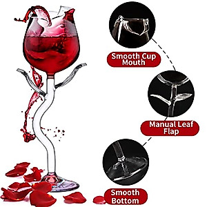 INFTYLE [Gift Set] Rose Cocktail Glass Wine Goblet Glasses Flower Drinkware Set of 2, Crystal Champagne Flutes Classy Red Wine Glass, Ideal Gifts for Housewarming, Wedding, Birthday Celebrations