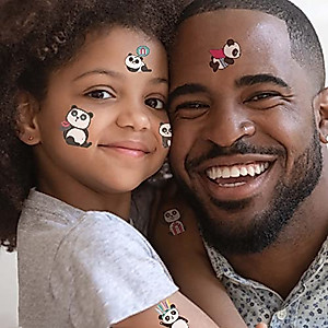 Temporary Tattoo for Kids,Panda Tattoo Stickers for Boys and Girls Favor,Safety Waterproof Fake Tattoos for Animal,Panda Party Supplies,10 sheets Cute kids tattoos (Panda-not luminous)