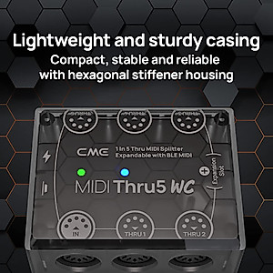CME MIDI Thru5 WC - Premium 1-to-5 MIDI Thru - High-precision 1-in-5-out wired transmission with high-speed optocoupler for error-free synchronization of all MIDI devices via 5-pin DIN