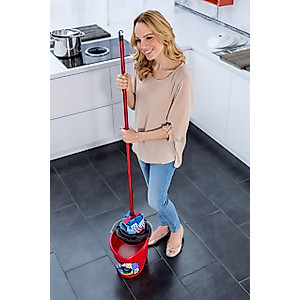 Vileda SuperMocio Box with Bow 3Action XL and Two Microfibre Bows and Power, Plastic/Microfiber, Red