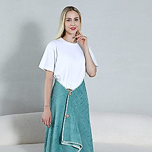 Wearable Blanket, Comfy Blanket Transformable into Ponchos, Capes with Buttons, Plush Sleeveless Blankets for Adults 40 * 60” (Green)