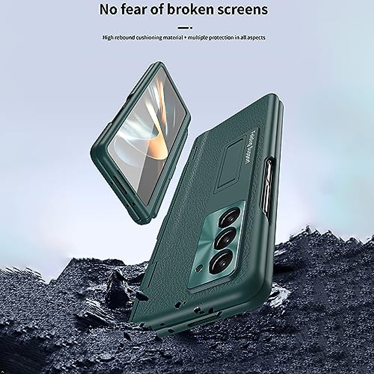 CCSmall for Samsung Galaxy Z Fold 5 5G Case with Screen Protector, S Pen Slot & Stylus Hinge Design Fine Leather Protective Phone Case with Kickstand Casefor Galaxy Z Fold5, Black