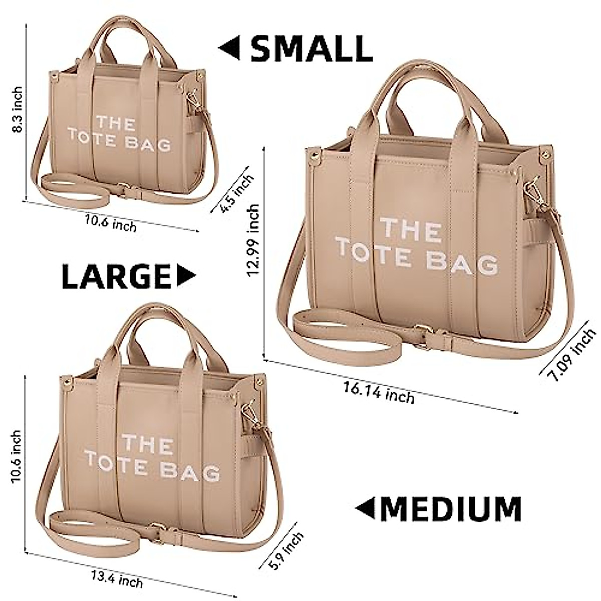 charlore The Leather Tote Bag For Women, Womens Tote Bags with zipper,Can shoulder/crossbody,Handbag (10 inch)