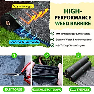 Winisok Weed Barrier Landscape Fabric Heavy Duty, 3FT x 100FT Thicken Garden Fabric Weed Mats, Durable Weeds Control Mulch Breathable Weed Cloth Weed Blocker Garden Bed Cover (3ft x 50ft x 2Packs)