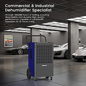 Yaufey 155 Pints Commercial Dehumidifier with Pump, for Basement up to 8000 Sq. Ft, Large Capacity Industrial Dehumidifier for Large Room with Intelligent Humidity Control