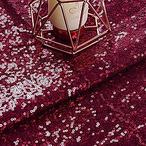 Burgundy Sequin Fabric by The Yard 1 Yard Glitter Fabric Embroidered Sequin Mesh Fabric for DIY Sewing Wedding Dresses Clothing Tablecloth Table Linen