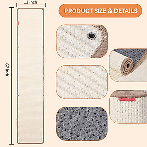 66.93x13.38x0.32 inch Thickened Cat Wall Scratcher Carpet, Cat Climbing Wall, Durable Cat Wall Furniture, Tall Cat Scratching Post, Wall Scratchers for Indoor Cats, Couch Sofa Protector (Beige)