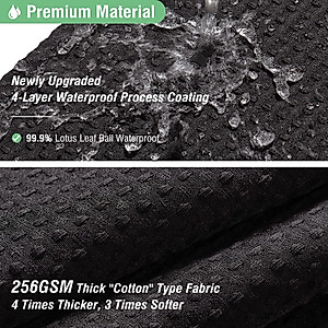 Dynamene Black Fabric Shower Curtain - Waffle Textured Heavy Duty Cloth Shower Curtains for Bathroom, 256GSM Hotel Spa Luxury Weighted Polyester Bath Curtain Set with 12 Plastic Hooks(72Wx72H, Black)