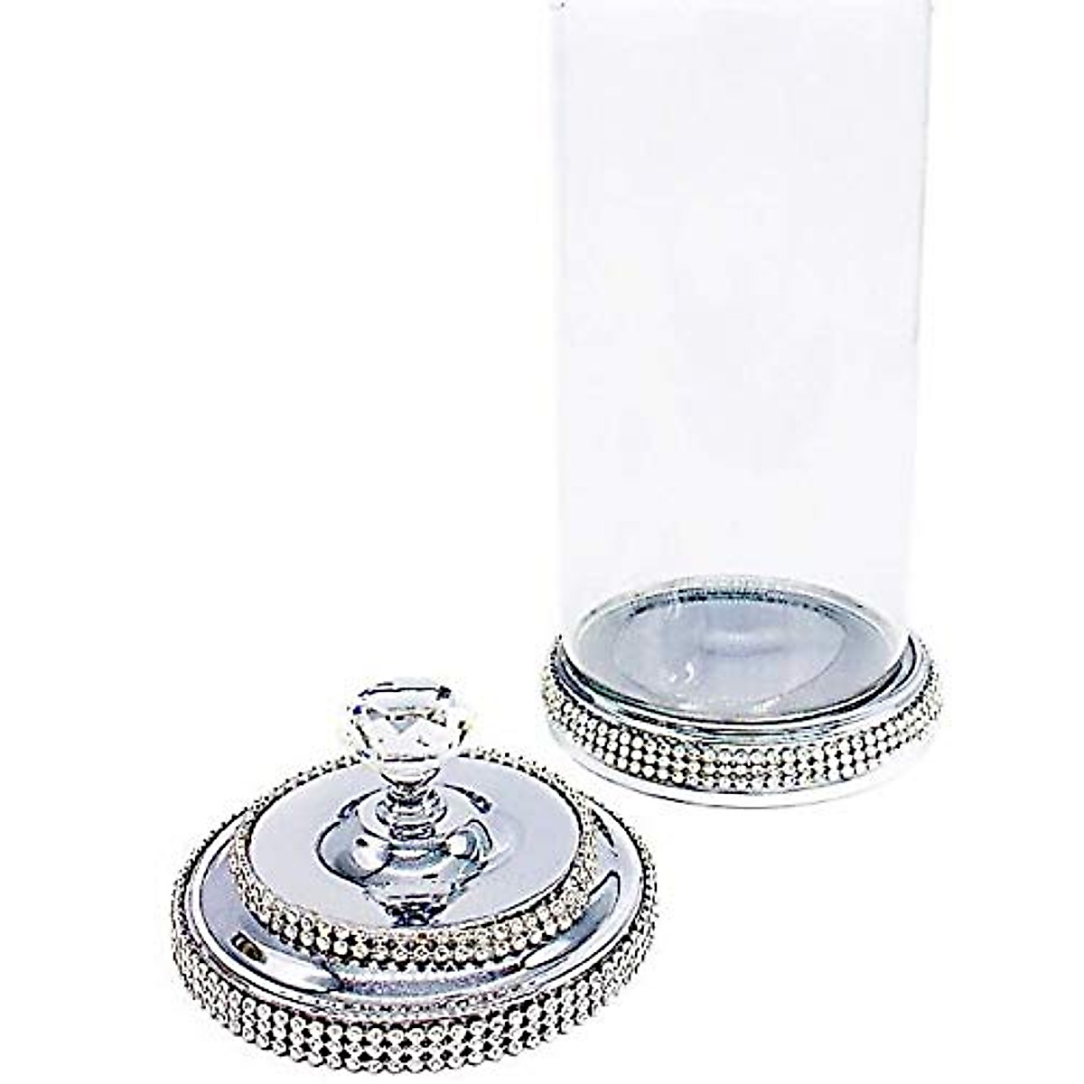 Shining Decorative Crystal Terrarium Clear Glass 500ml Wedding Decoration / Candy Serving / Bathroom Storage Organizer Apothecary Canister Jar for Cotton Balls, Swabs, Makeup Sponges, Cosmetic Pads