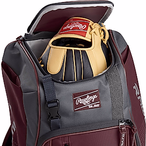 Rawlings | FRANCHISE Backpack Equipment Bag | Baseball / Softball | Maroon