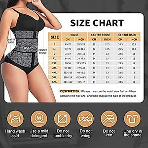 FeelinGirl Women's Neoprene Workout Top Shirt Waist Trainer Corset Trimmer Belt Body Shaper Cincher Zipper Slimming L Grey