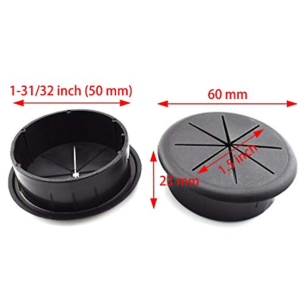 2 Inch Desk Grommet and Hole Saw Kit, OZXNO 5-Pack 50mm Flexible Desk Wire Cord Hole Cover with Matching Holesaw Drill Bits for Cable Organizer Wiring Management and Protection