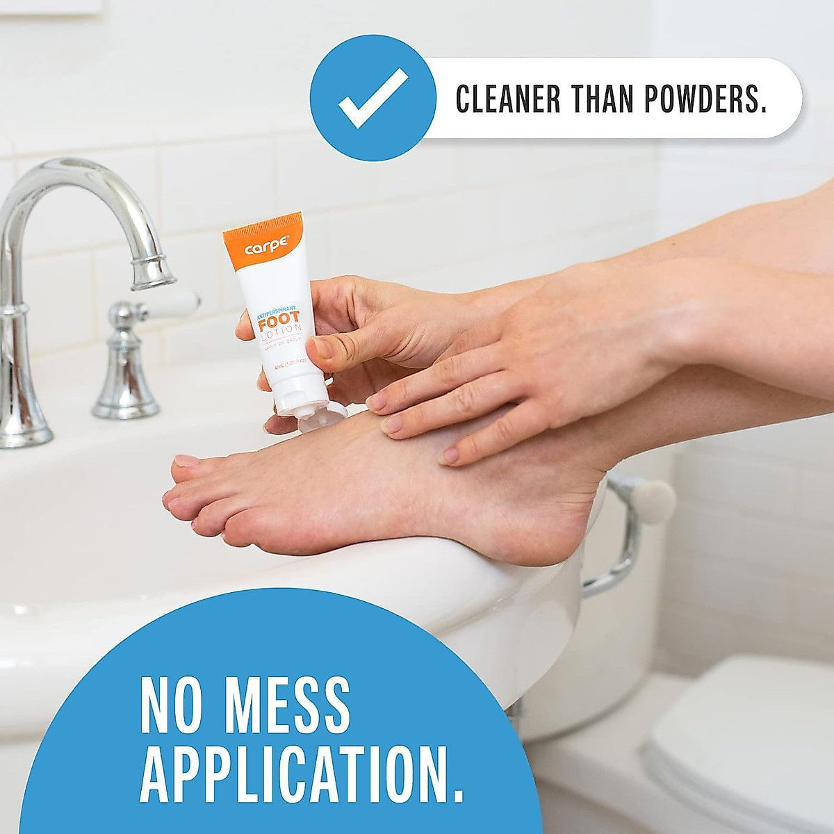 Carpe Antiperspirant Foot Lotion 3 Tubes WITH FREE APPLICATOR, A dermatologist-recommended solution to stop sweaty, smelly feet, Helps prevent blisters, Great for hyperhidrosis