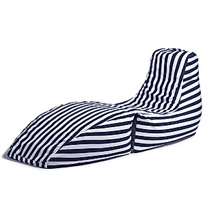 Jaxx Prado Outdoor Bean Bag Chaise Lounge Chair, Navy Stripes