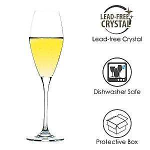 FAWLES Champagne Flutes Set of 12, Crystal Glass, 9 oz Champagne Glasses, Prosecco Sparkling Wine Glasses Set