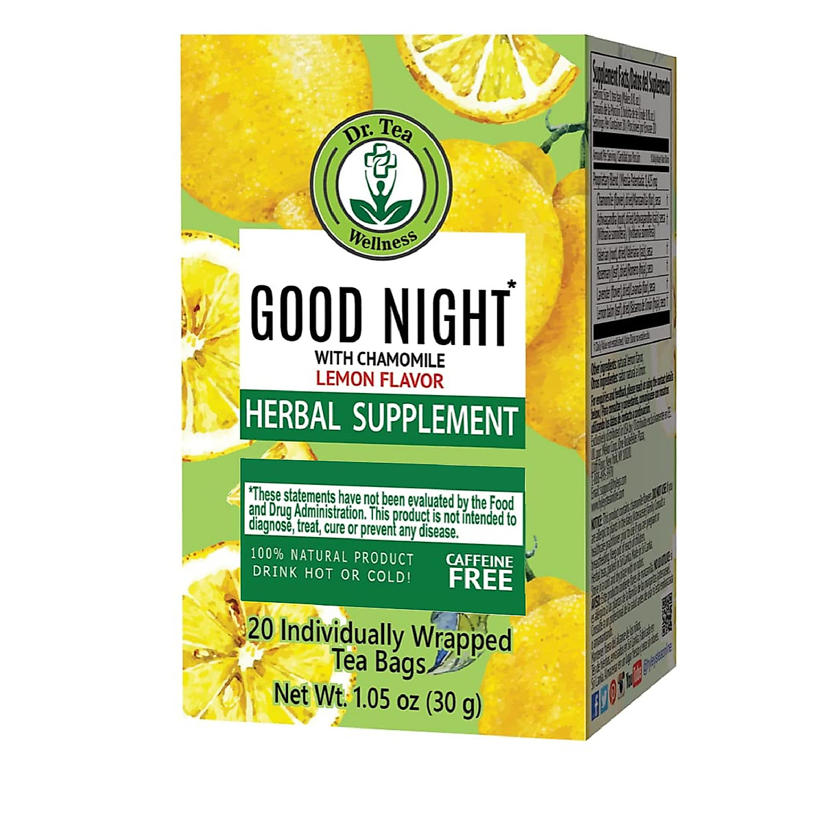 Dr. Tea Good Night Tea with Chamomile - Lemon Flavor - 20 Tea Bags