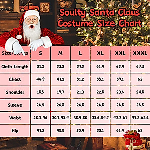 Soulty Men's Santa Claus Costume 11pcs Deluxe Red Velvet Christmas Santa Suit for Men Adult Xmas Clause Outfit for Party XXXL