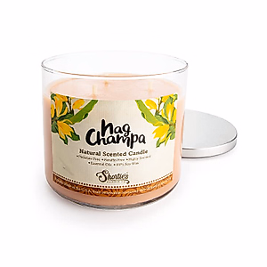 Nag Champa Highly Scented Natural 3 Wick Candle, Essential Fragrance Oils, 100% Soy, Phthalate & Paraben Free, Clean Burning, 14.5 Oz.