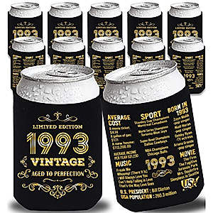 Henghere 30th Birthday Decorations for Men Women, Vintage - 30th Birthday Party Supplies, 30th Birthday Beverage Can Cooler Sleeves Pack of 12