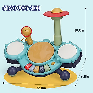 TOY Life 5 in 1 Baby Drum Set for Toddlers 1-3 Musical Toys for Toddlers 1-3 with Toddler Drum Set for Kids Baby Microphone Baby Keyboard Kids Drum Set Boy Toys Kids Boys Girls