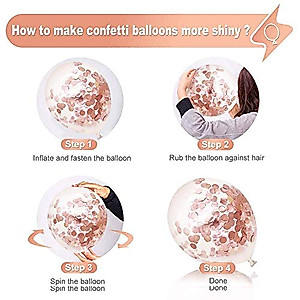 12 Inch Rose Gold Metallic Chrome Balloons,50 Pack Rose Gold Confetti Balloons,Premium Latex Party Balloons With Ribbon for Birthday, Wedding, Baby Shower, Anniversary Party Decorations
