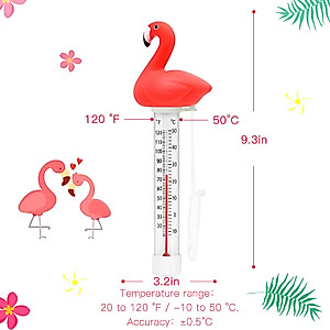 XY-WQ Floating Pool Thermometer, Large Size Easy Read for Water Temperature with String for Outdoor and Indoor Swimming Pools, Spas, Hot Tubs, Ponds (Flamingo)