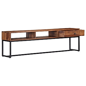 SLGSDMJ Entertainment Center Stand Unit, Country Farmhouse Entertainment Center, Wood TV Cabinet, Media Console Table, TV Cabinet 63"x11.8"x17.7" Solid Wood Sheesham Wood