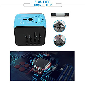 Universal Travel Adapter,All in One Universal Power Adapter for 150 Countries 3usb+Type C (Black)