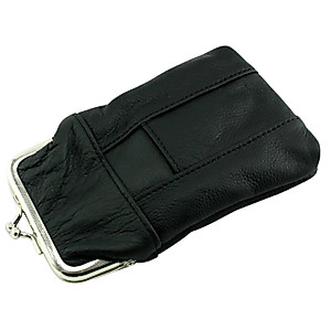 Skyway Kendrick Leather Cigarette Case with Lighter Pouch Pack Holder 100's 120's - Black