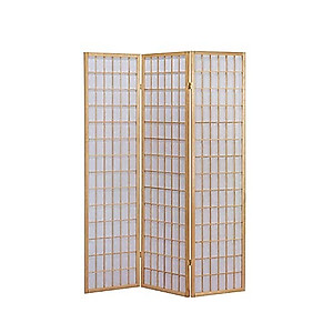 GTU Furniture Japanese Style 3 Panels Wood Shoji Room Divider Screen Oriental for Home/Office (Natural)