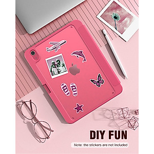 TiMOVO Case for iPad 10th Generation with Pencil Holder iPad 10.9 Inch Case 2022, iPad Case 10th Generation Hybrid Slim Tri-fold Stand Protective Cover with Clear Back for iPad 10, Watermelon Pink