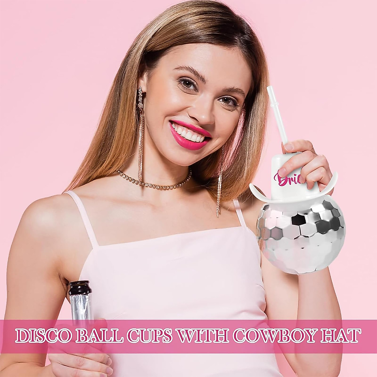 LYKKEKOI Bachelorette Gifts for Bride Disco Ball Cup,Bride Cup with Straws,20 Oz Silver Disco Ball Tumbler for Cowgirl Last Bachelorette Party Decorations,Bride to be Gifts for Bridal Shower Party