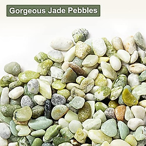Future Way 5lbs Jade Aquarium Rocks, Pebbles for Indoor Plants, Bamboo, Decorative Stones for Fish Tank, Vase, Terrarium, 3/4 to 1 1/4 Inch, Matte Texture and Smooth Edge