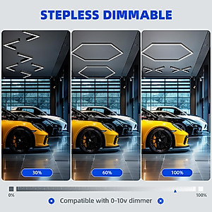 Barrina LED Hexagon Light, DIY Linear Light, Dimmable Hanging Shop Light, 2700K 4000K 5000K Color Changing, Linkable Office Light Fixtures, Seamless Connection, 5568-0-10V Series