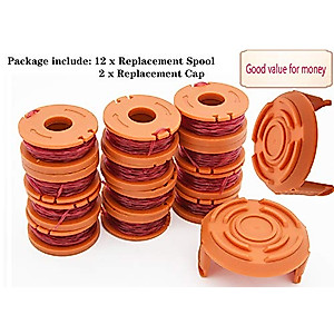WA0010 Replacement Trimmer Spool, Edger Spool Compatible with Worx Trimmer String, Weed Eater String WG180 Spool Refills 10ft 0.065 Inch Trimmer Line, GT Spools, WA0004 Spool, Weed Wacker Parts