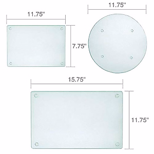 Murrey Home Glass Cutting Board for Kitchen Dishwasher Safe with Rubber Feet,Large Round Tempered Glass Cutting Board Set of 4